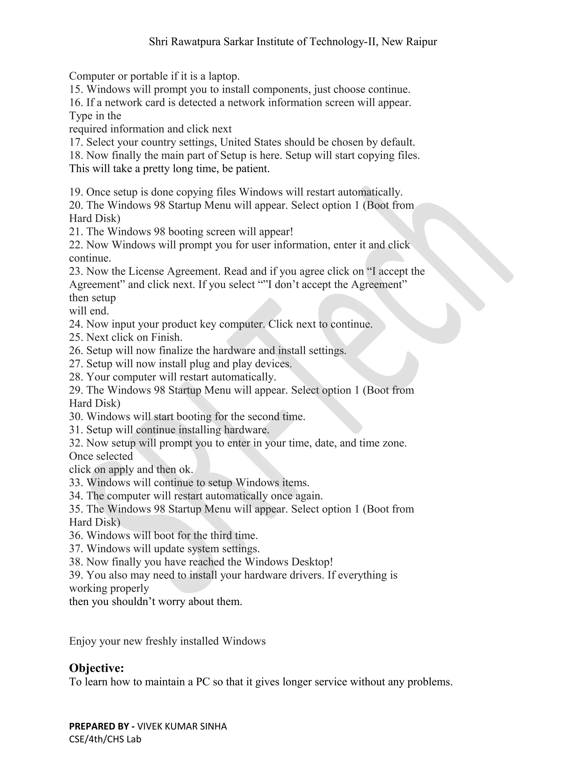Computer Hardware And Simulation Lab Manual Doc Computer Peripherals Computing