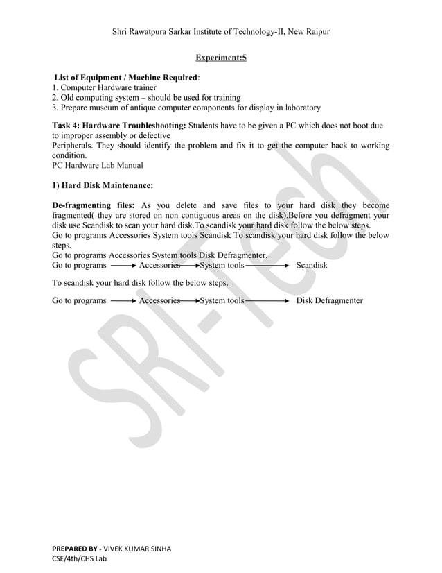 Computer Hardware And Simulation Lab Manual Doc Computer Peripherals Computing