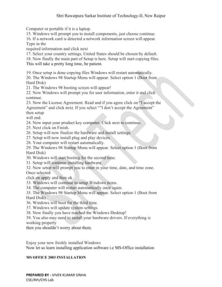 Computer hardware and simulation lab manual | DOC