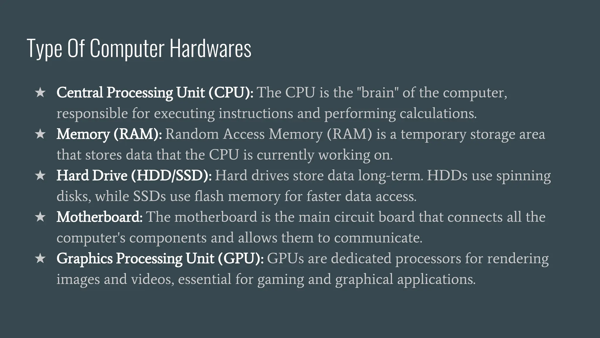 COMPUTER HARDWARE AND SOFTWARE.pptx | Operating Systems | Computer Software and Applications