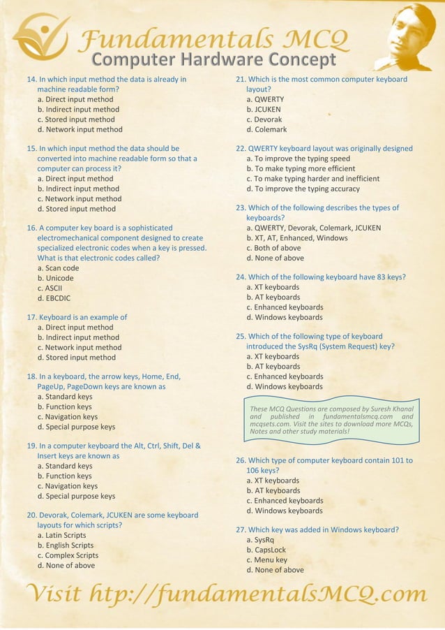 Computer hardware concepts mcq paper | PDF
