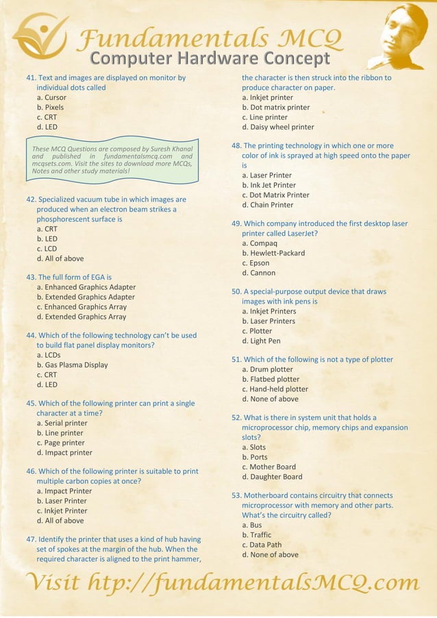Computer hardware concepts mcq paper | PDF
