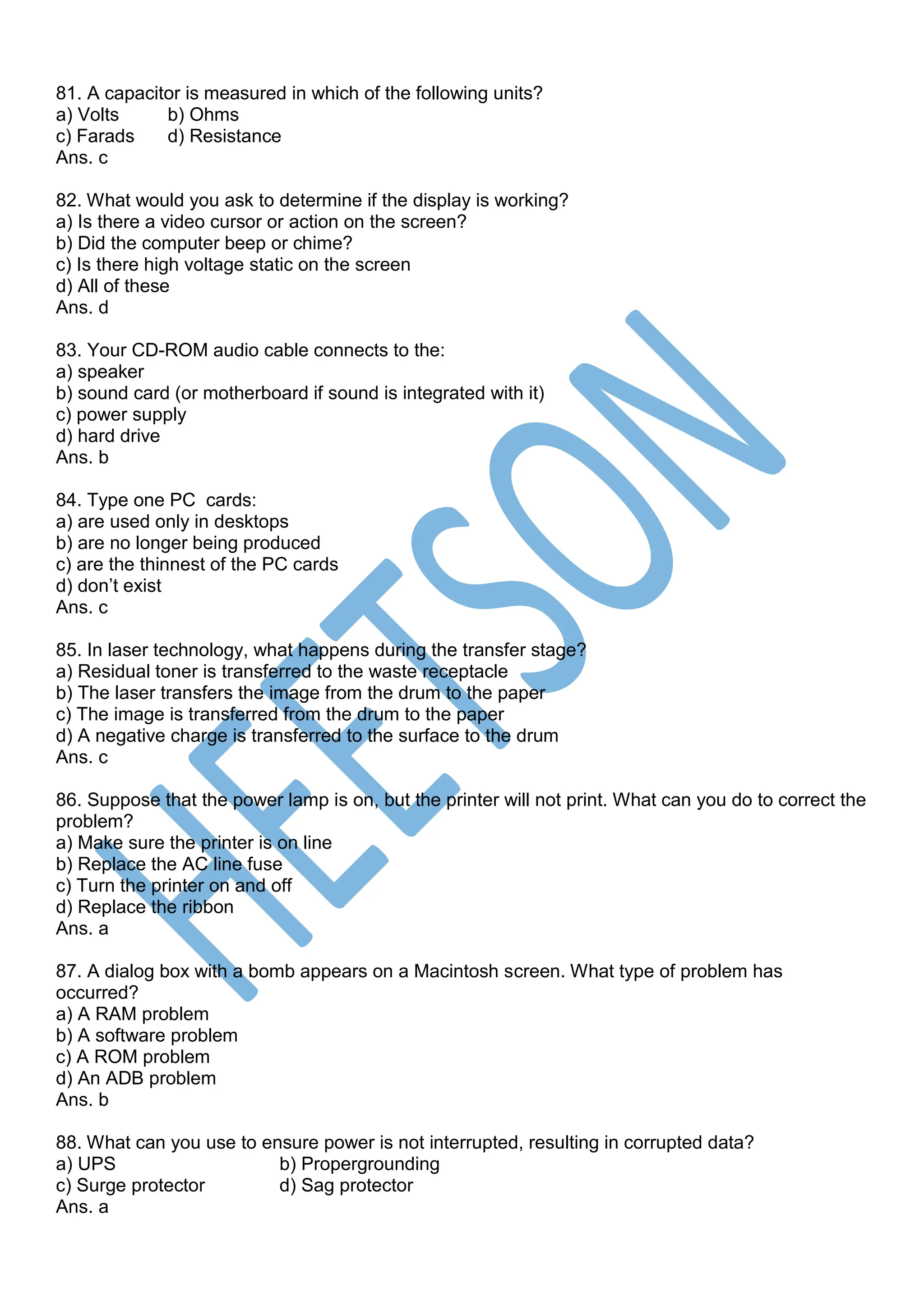 Computer Hardware MCQ Basic to Advanced Question | PDF