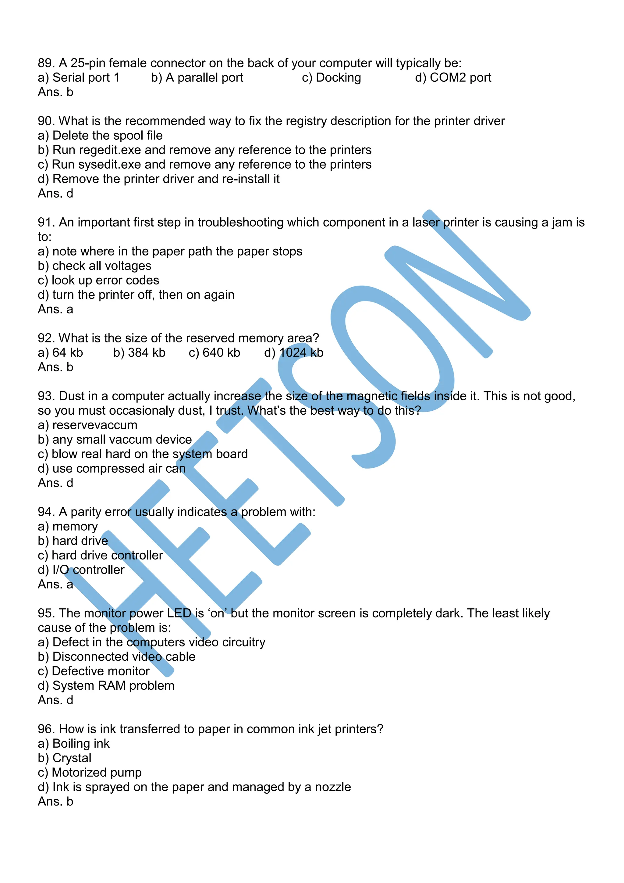 Computer Hardware MCQ Basic to Advanced Question | PDF