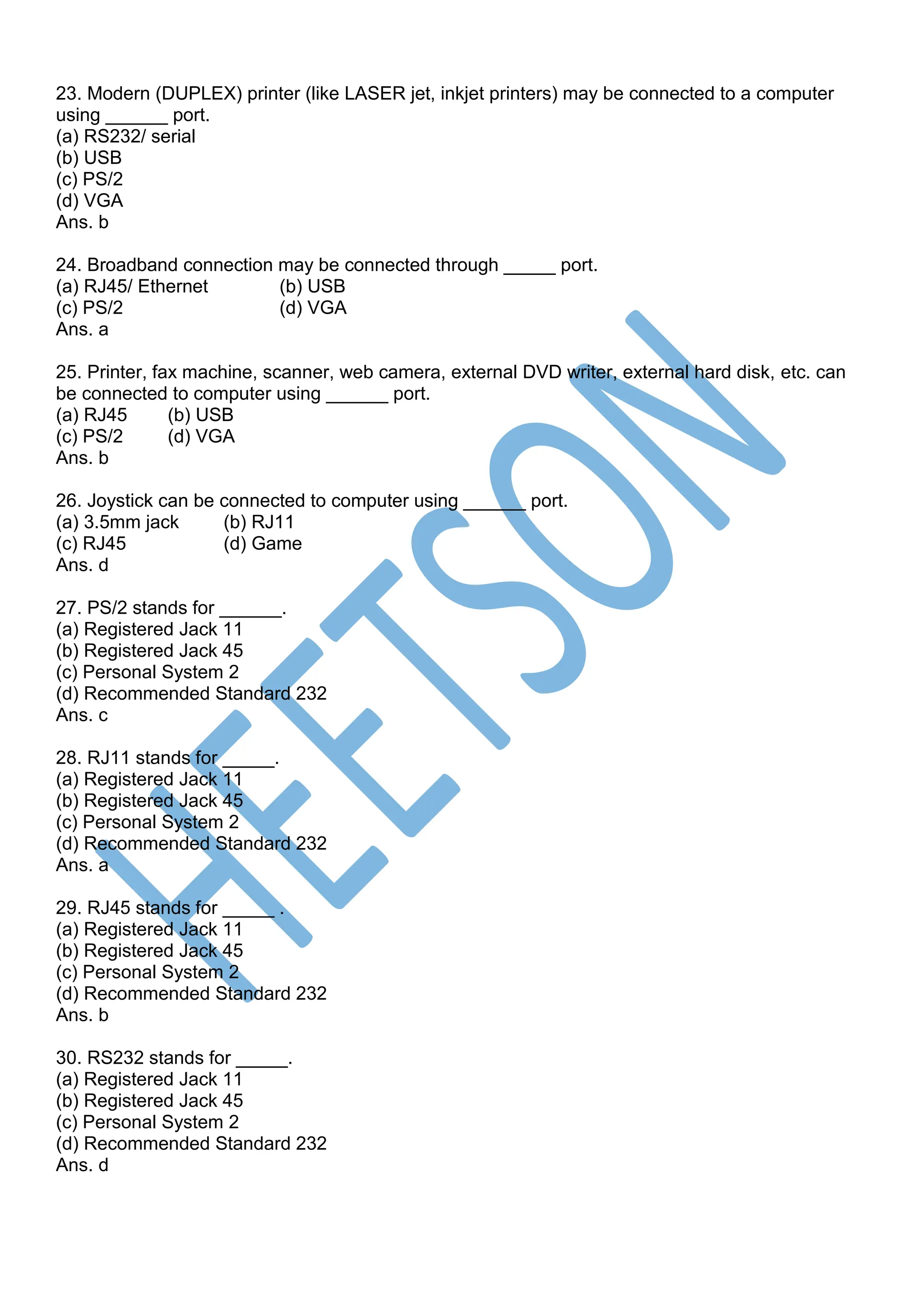 Computer Hardware MCQ Basic to Advanced Question | PDF