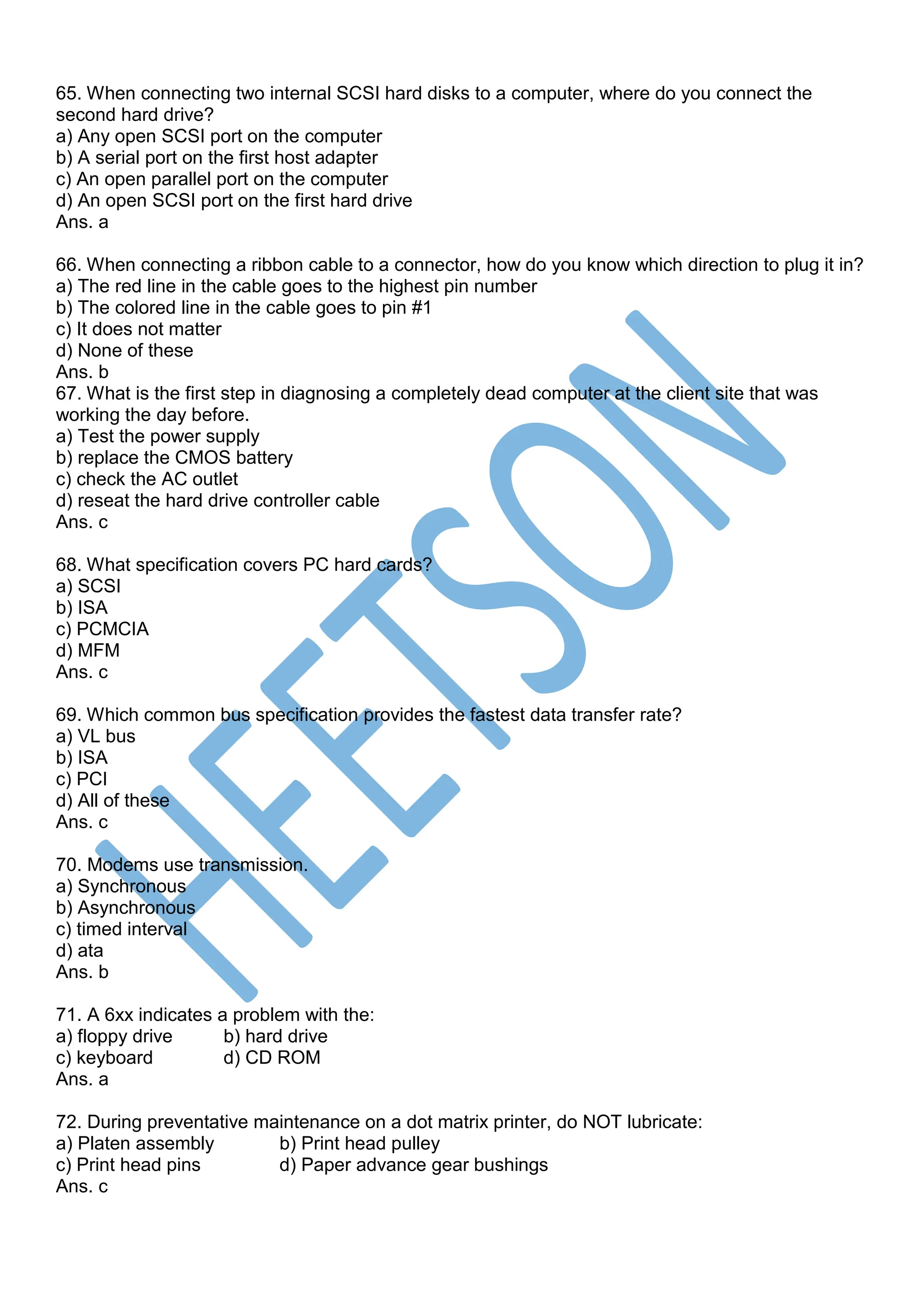 Computer Hardware MCQ Basic to Advanced Question | PDF