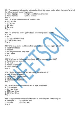 Computer Hardware MCQ Basic to Advanced Question | PDF