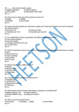 Computer Hardware MCQ Basic to Advanced Question | PDF