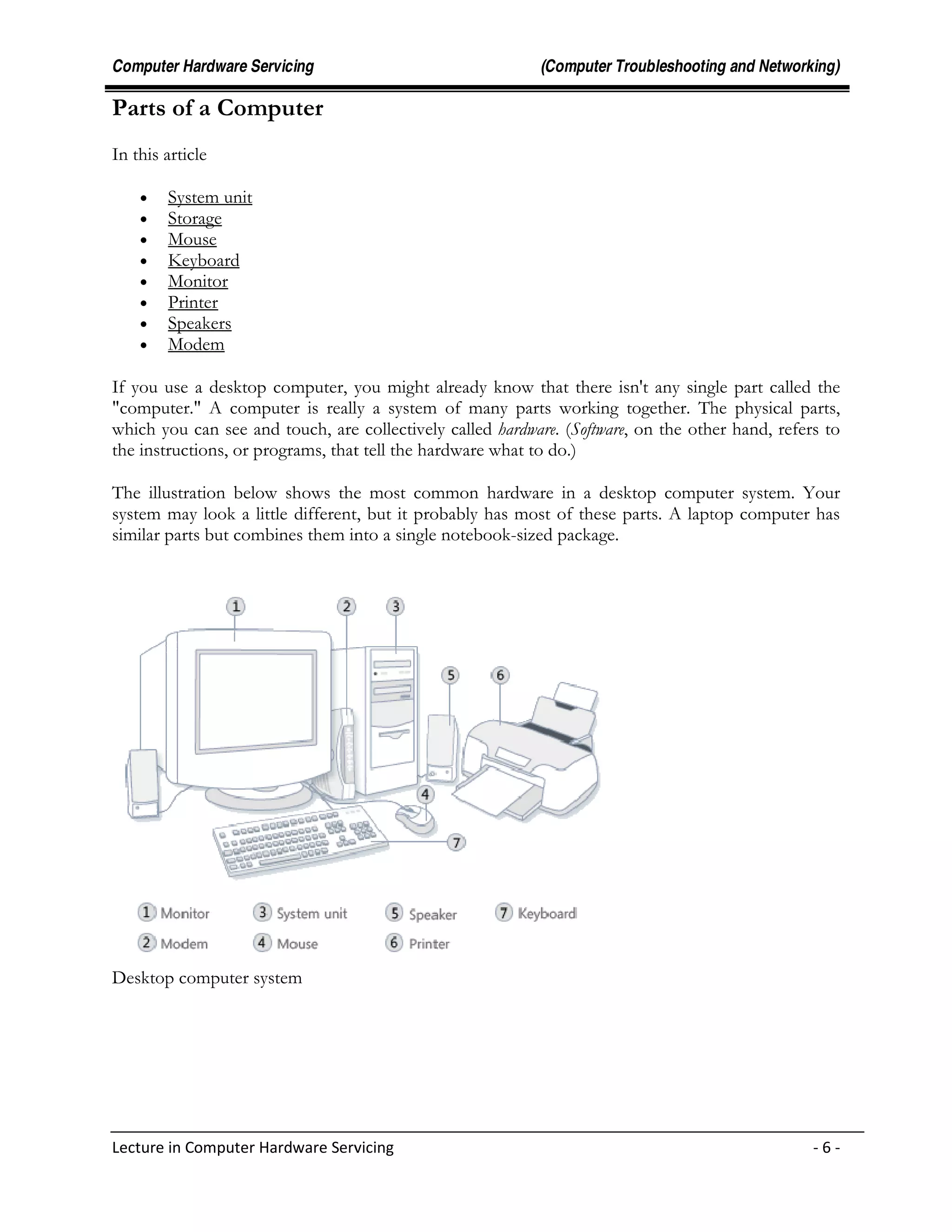Computer hardware servicing nc ii module | PDF