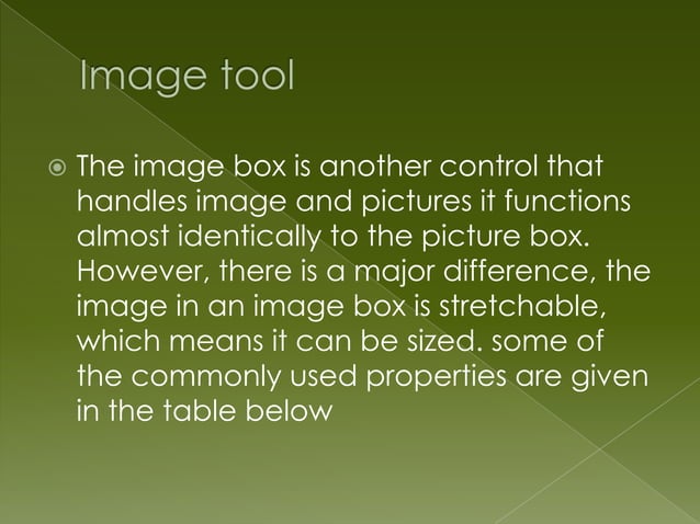 toolbox and its properties in the visual basic | PPTX