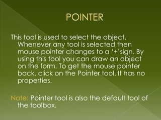 toolbox and its properties in the visual basic | PPTX