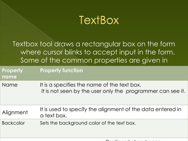 toolbox and its properties in the visual basic | PPTX