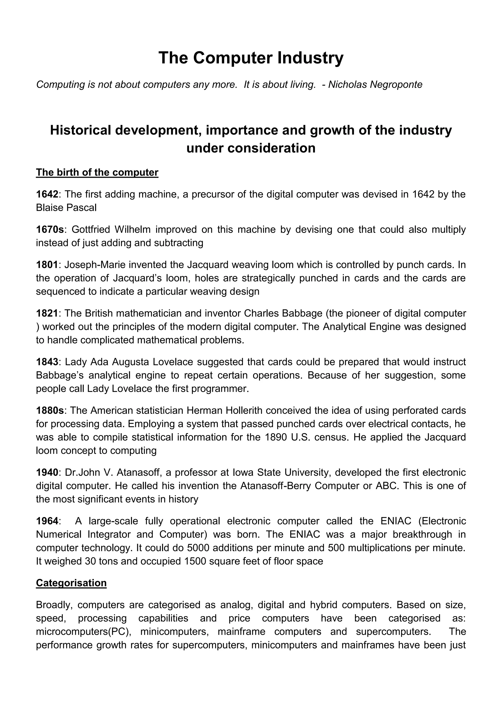 Computer industry report | DOCX