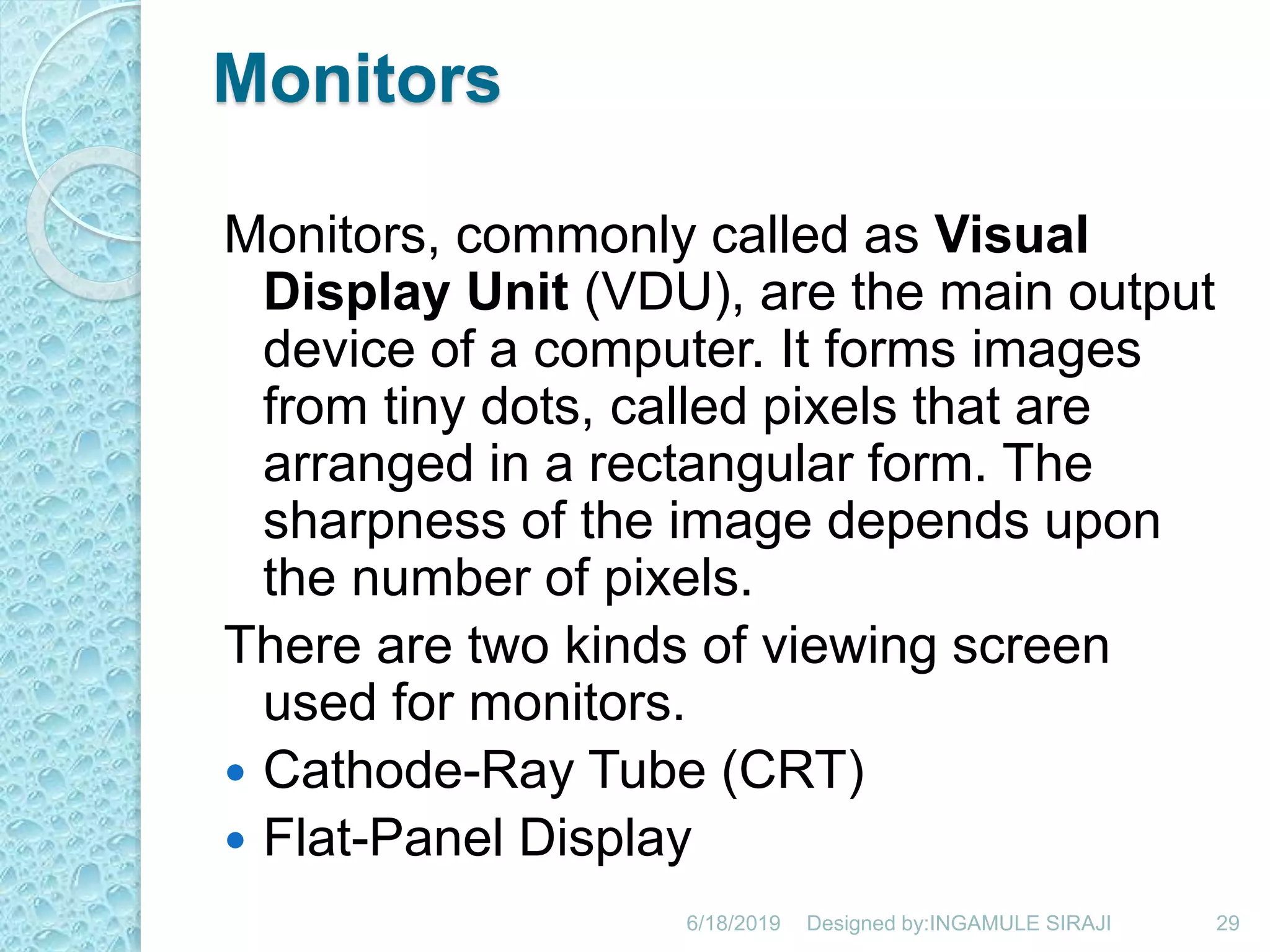 Computer input and output devices | PPTX | Computer Peripherals | Computing