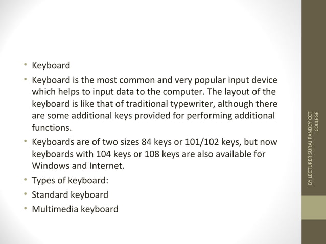 Basic fundamental Computer input/output Accessories | PPT