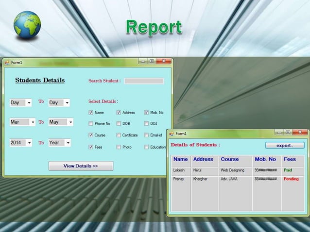 Computer institute website(TYIT project) | PPTX | Databases | Computer ...