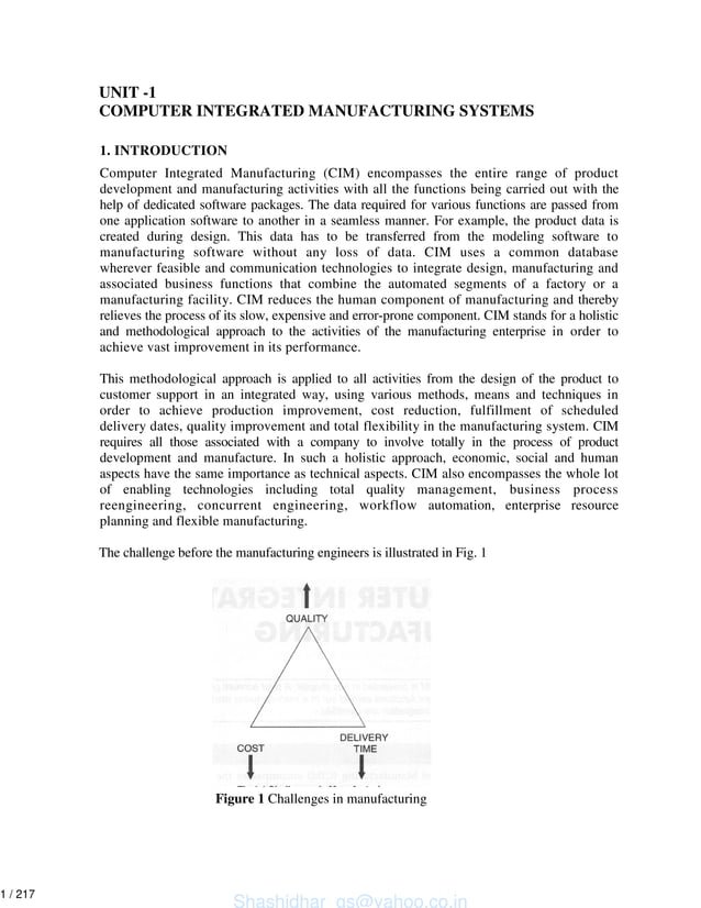 Computer integrated manufacturing | PDF
