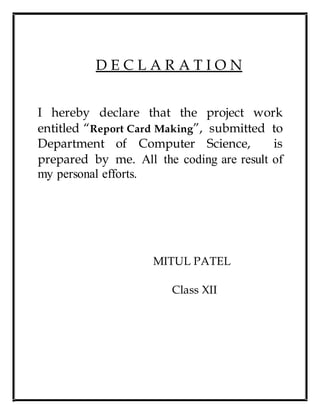 Report Card making BY Mitul Patel | DOCX