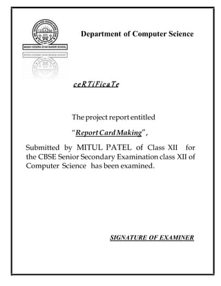 Report Card making BY Mitul Patel | PDF