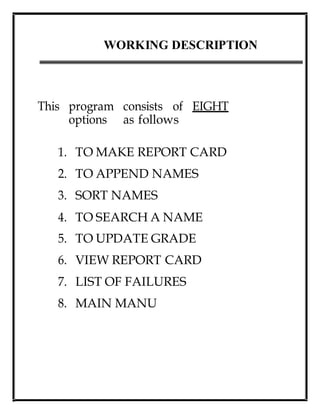 Report Card making BY Mitul Patel | PDF