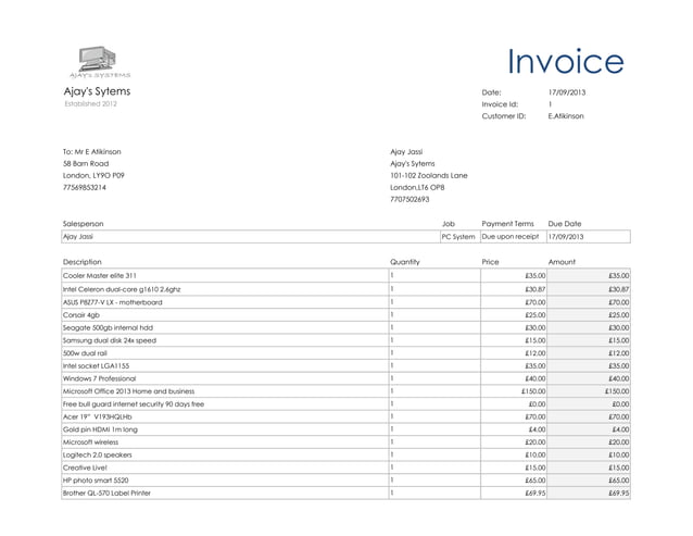Computer Invoice | PPT