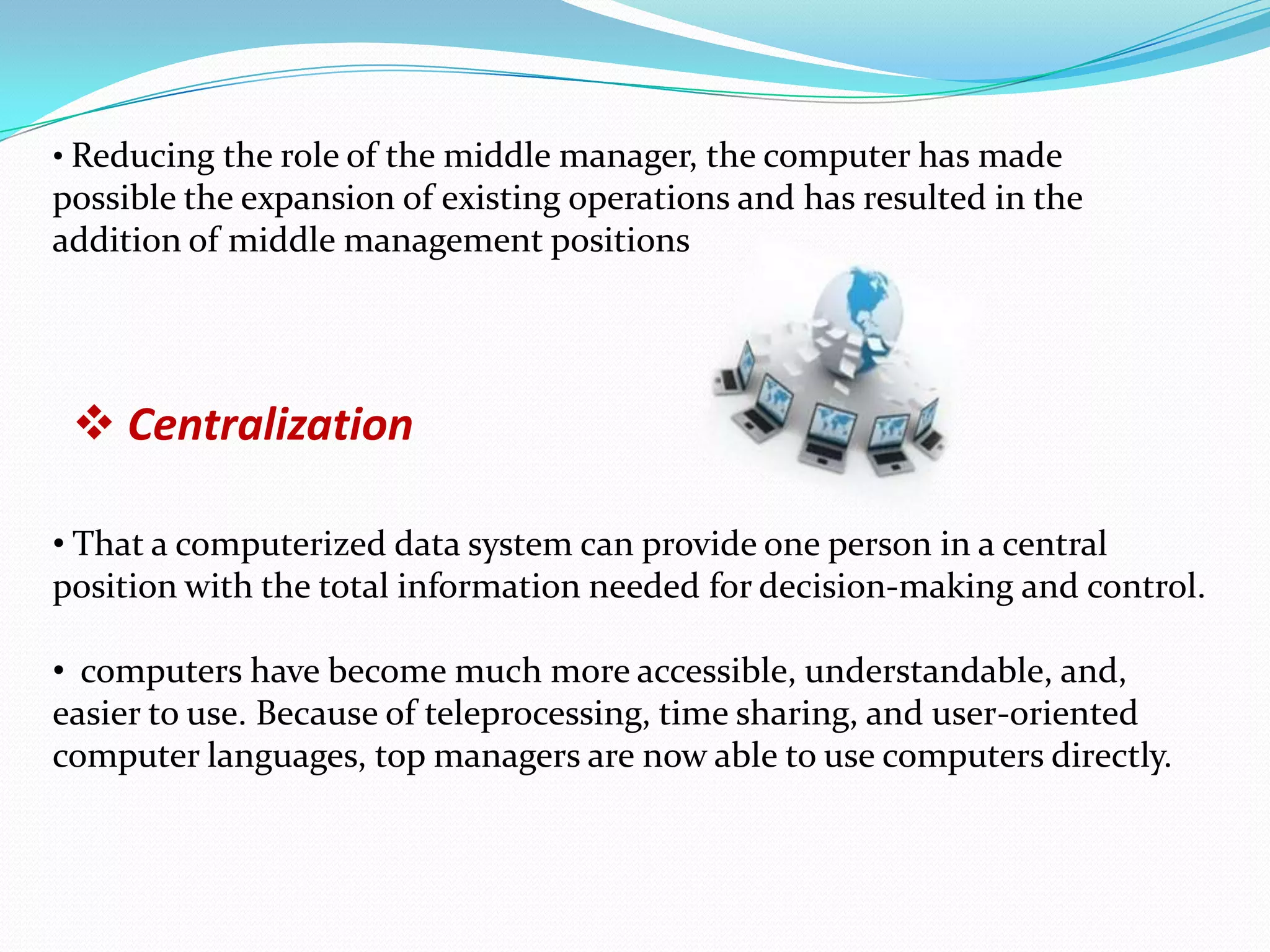 Computerisation and organisational development | PPSX | Computing ...