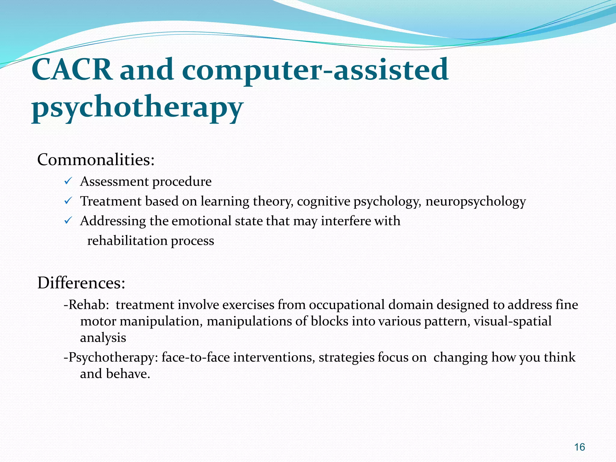 Computerised cognitive rehabilitation | PPTX