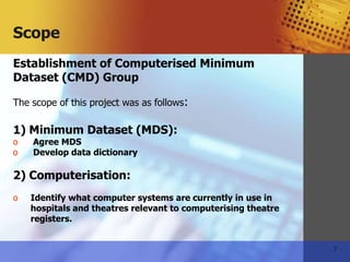 Computerised Theatre Register And Minimum Dataset Presentation - Judy ...