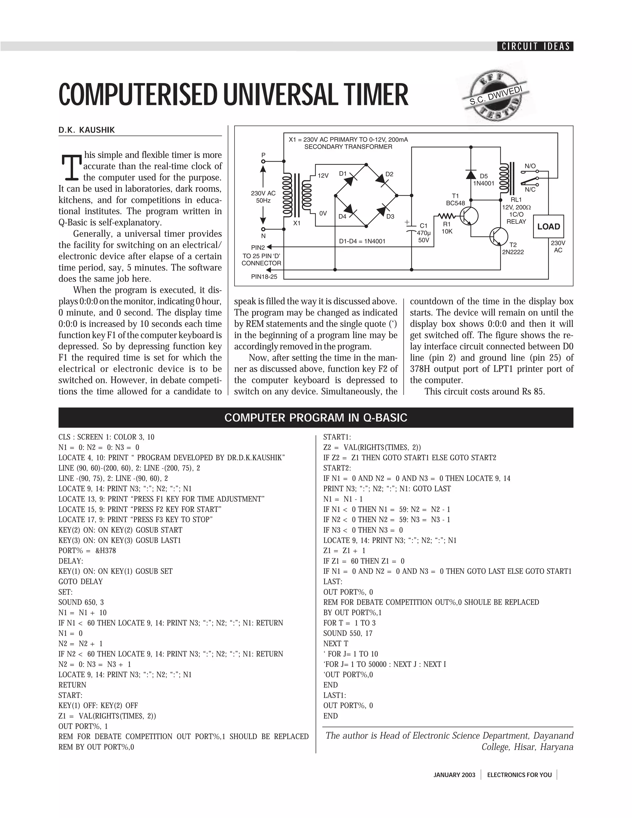 Computerised universal timer | PDF | Computer Peripherals | Computing