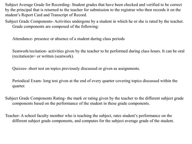 Computerized grading system ( cgs )