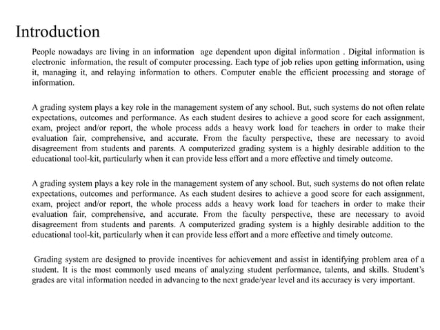 Computerized grading system chapter 1-3 ( summarization ) | PPT