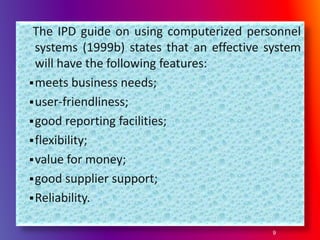 Computerized human resource information system | PPTX