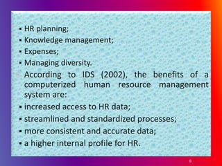 Computerized human resource information system | PPTX