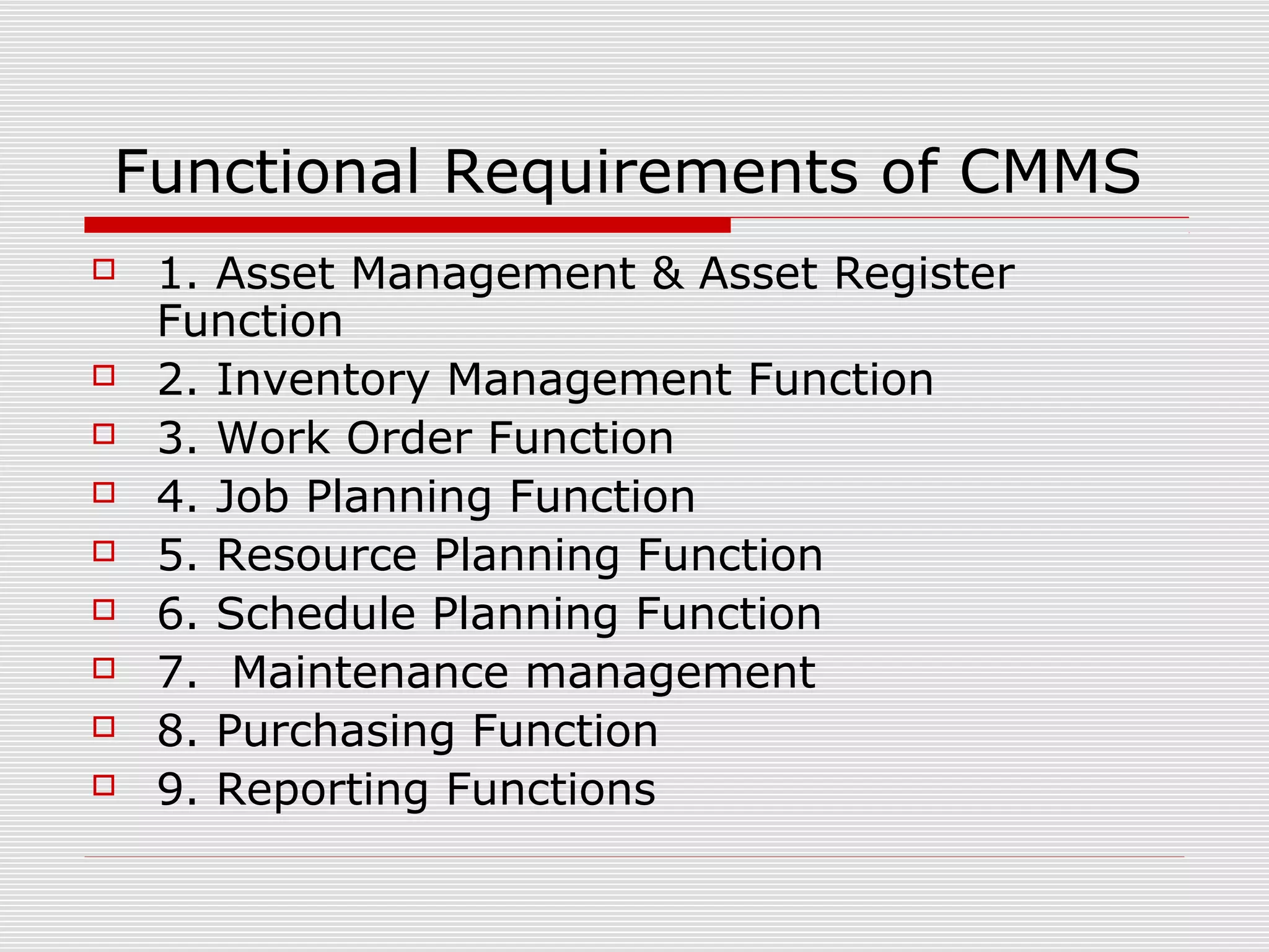 Computerized maintenance management system (cmms) | PPT