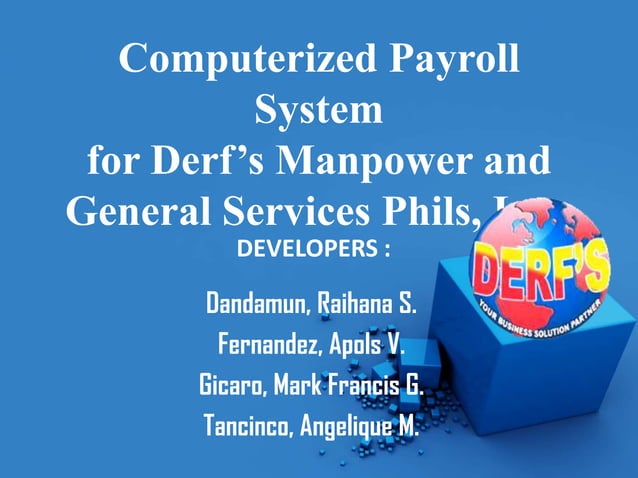 Computerized payroll system | PPTX | Human Resources | Business