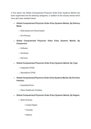 Computerized Physician Order Entry Systems Market.pdf | IT and Internet ...