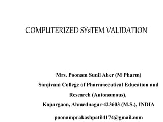 Computerized System Validation.pptx . | PPT