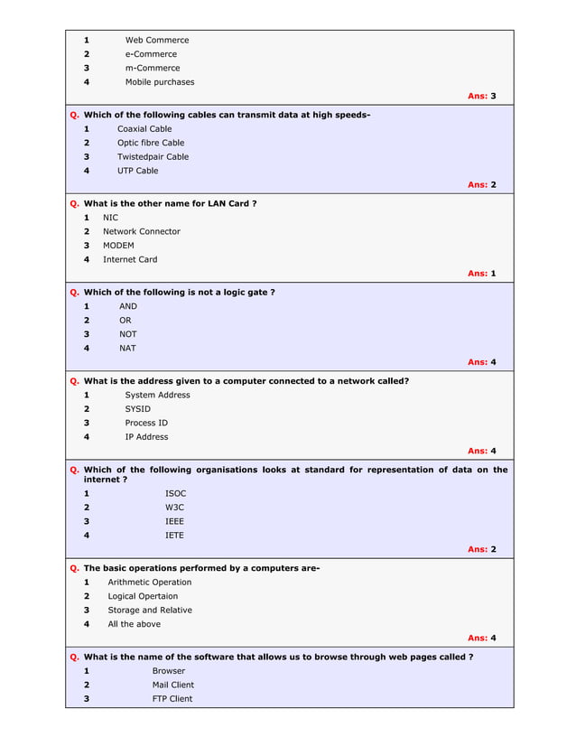 MCQ on Computer and ICT | PDF | Internet | Computing