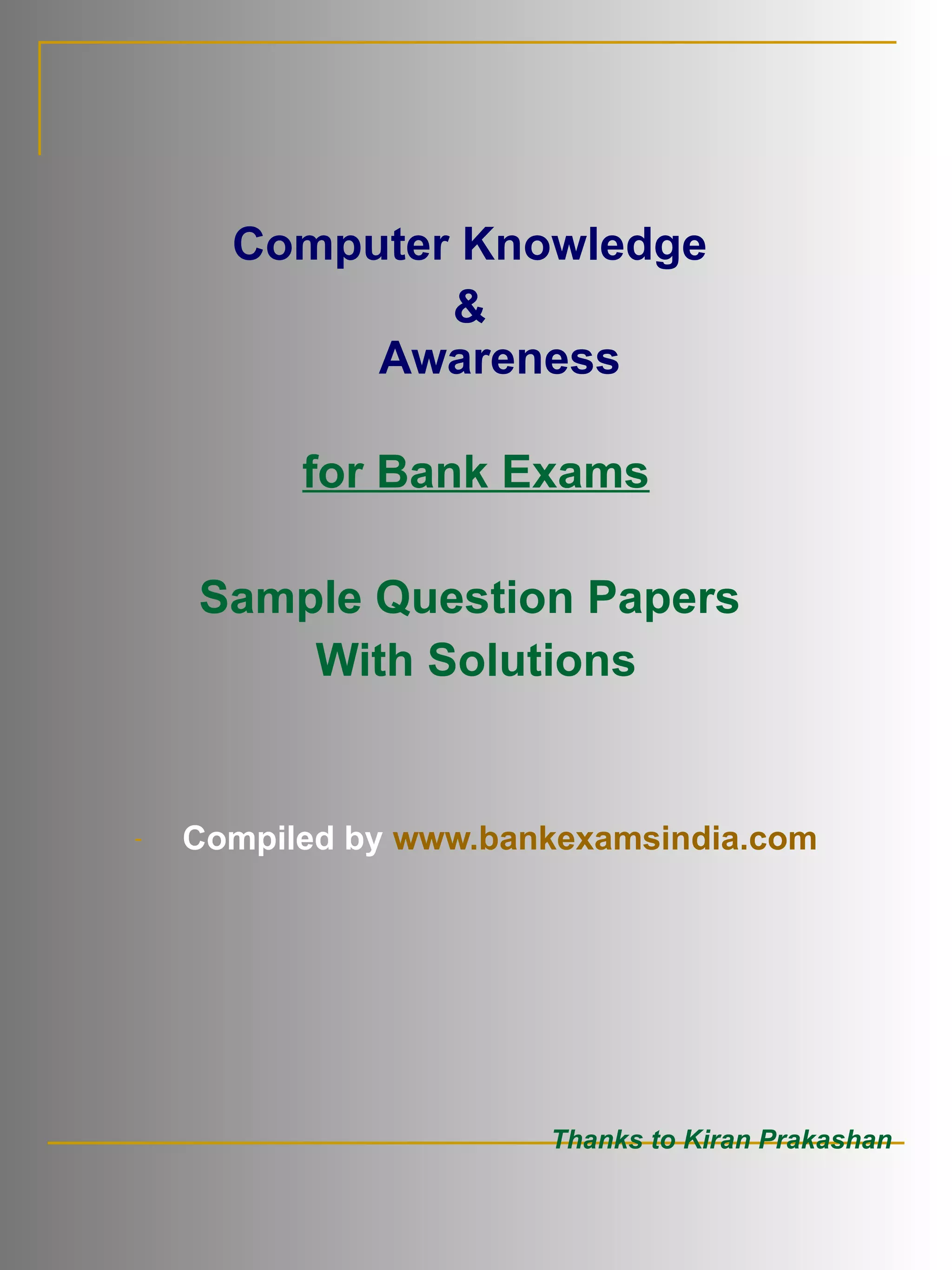 Bank Exam Computer Knowledge Questions | PPT