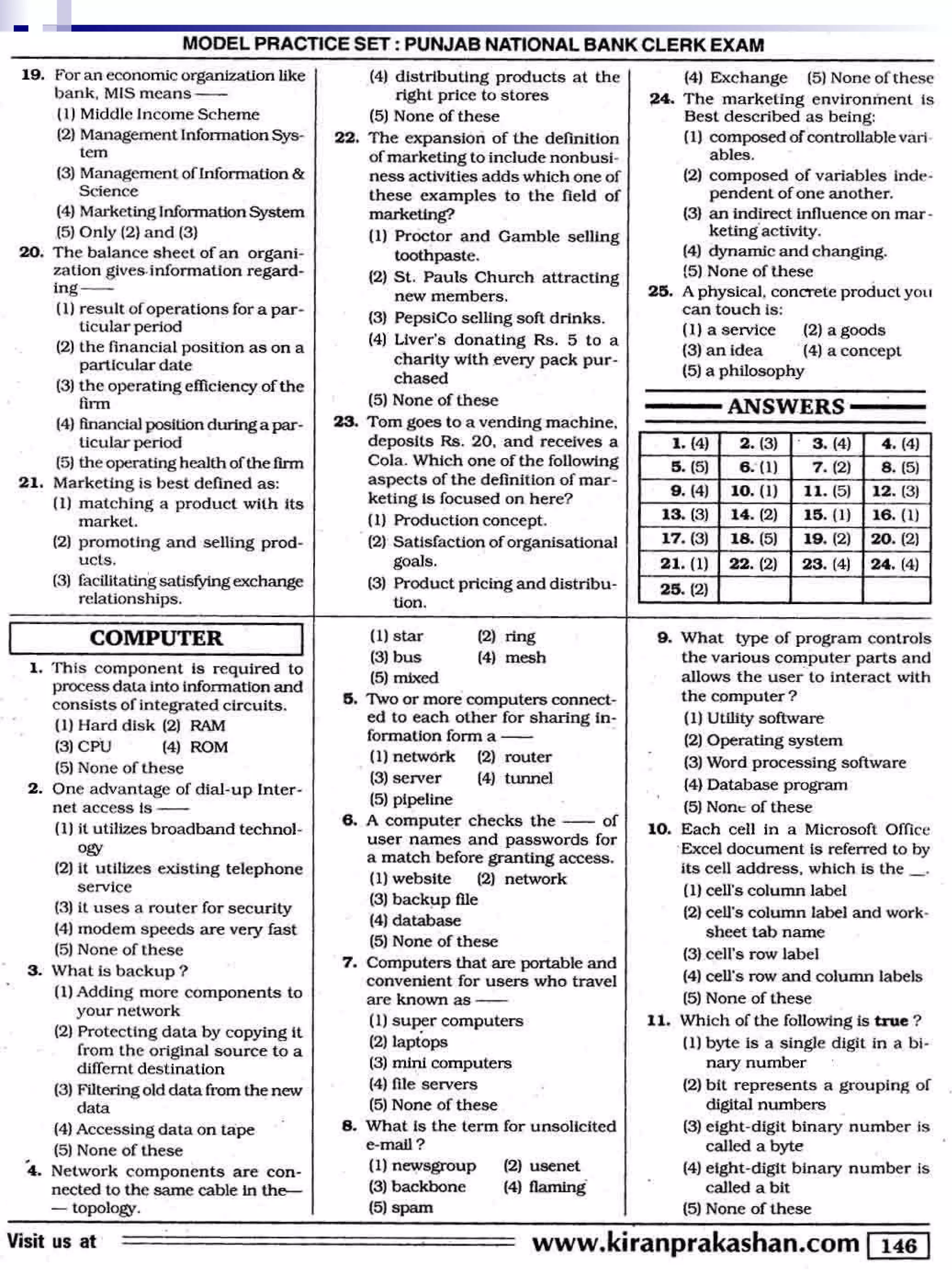 Bank Exam Computer Knowledge Questions | PPT