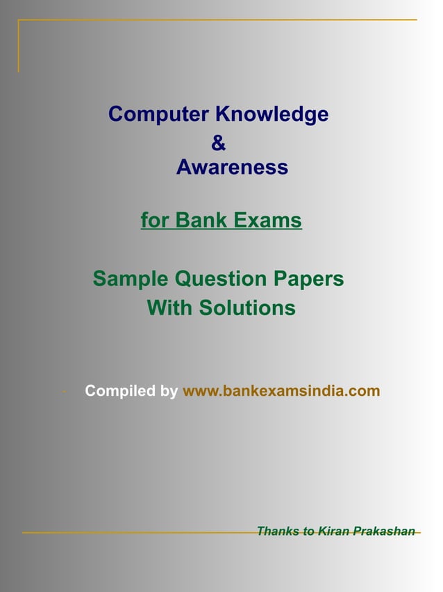 Bank Exam Computer Knowledge Questions | PPT