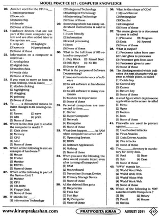 Bank Exam Computer Knowledge Questions | PPT