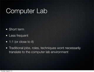 Techniques, Tips & Tools for Managing a Computer Lab | PPT