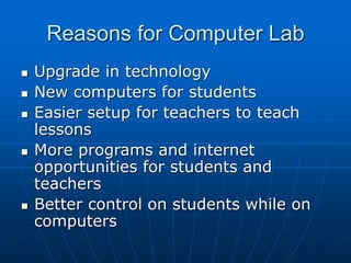 Computer Lab Proposal for a Computer Lab | PPT