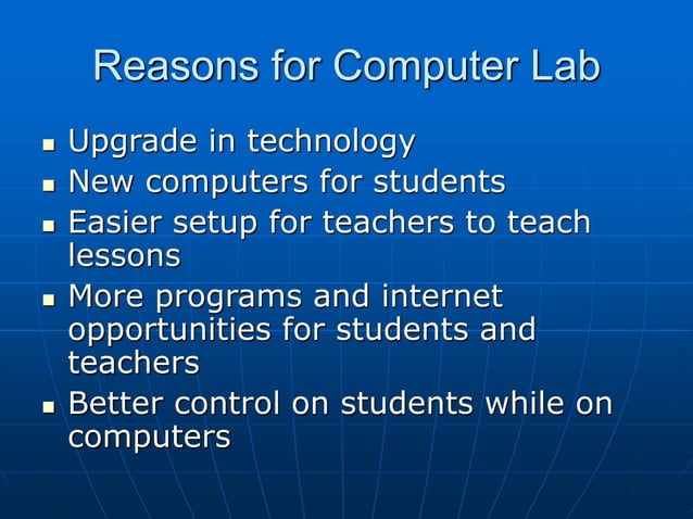 Computer Lab Proposal for a Computer Lab | PPT