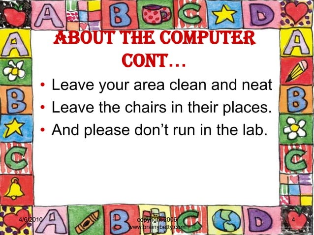 Computer Lab Rules | PPSX | Computer Peripherals | Computing