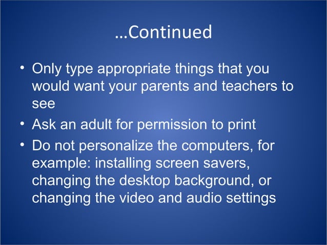 Computer lab rules | PPT | Internet Safety | Parenting