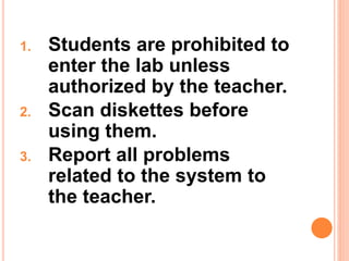 Computer lab rules and regulations | PPTX