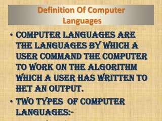 Computer Languages. | PPTX