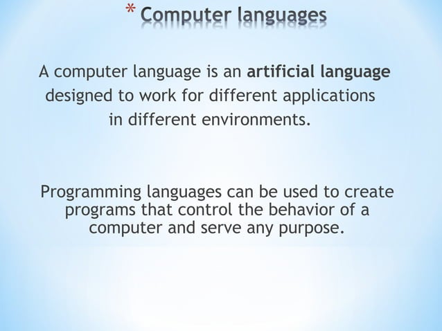 Computer languages | PPT | Programming Languages | Computing